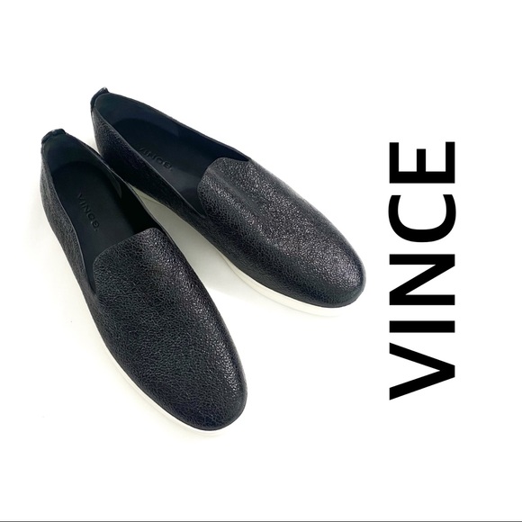 Vince | Shoes | Vincestyle Vero Sneaker Black Textured Crinkle Leather ...